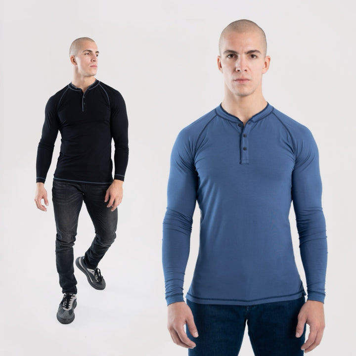 Muscle Fit Long Sleeve Henley Shirt | Extra Room in All the Right ...