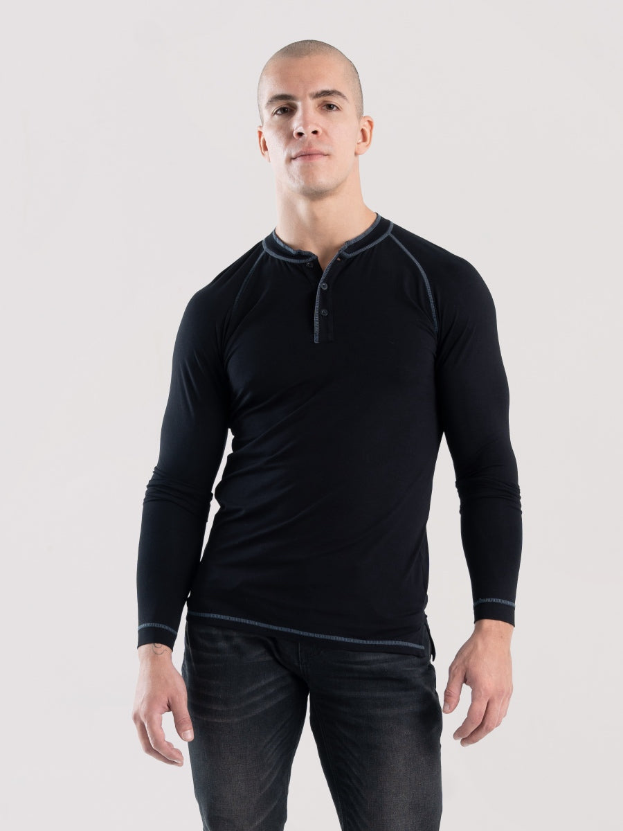 Muscle Fit Long Sleeve Henley Shirt | Extra Room in All the Right ...